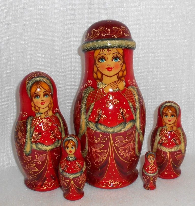 Village girls with toys green gloves babushka - Babushka Genuine ...