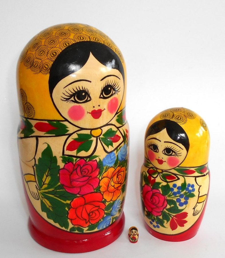 XLarge Semenov Yellow Scarf 9-set Babushka Matryoshka Nesting Doll ...